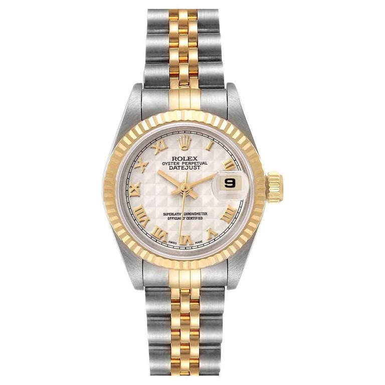 Rolex Datejust Steel Yellow Gold Ivory Pyramid Dial Watch 69173 For ...