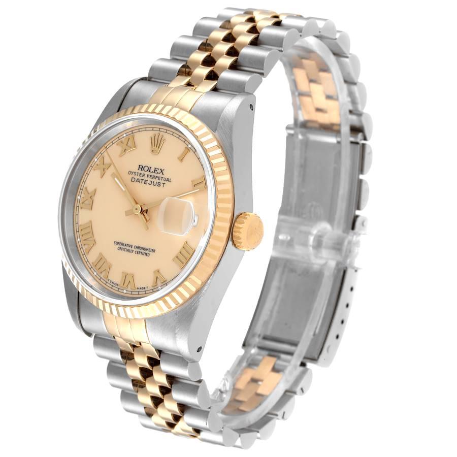 Rolex Datejust Steel Yellow Gold Ivory Roman Dial Mens Watch 16233 Box ...