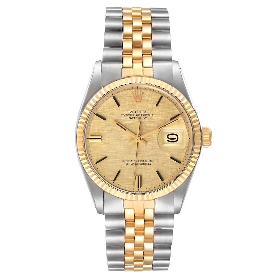 Rolex Datejust Steel Yellow Gold Linen Dial Vintage Mens Watch 1601 at ...