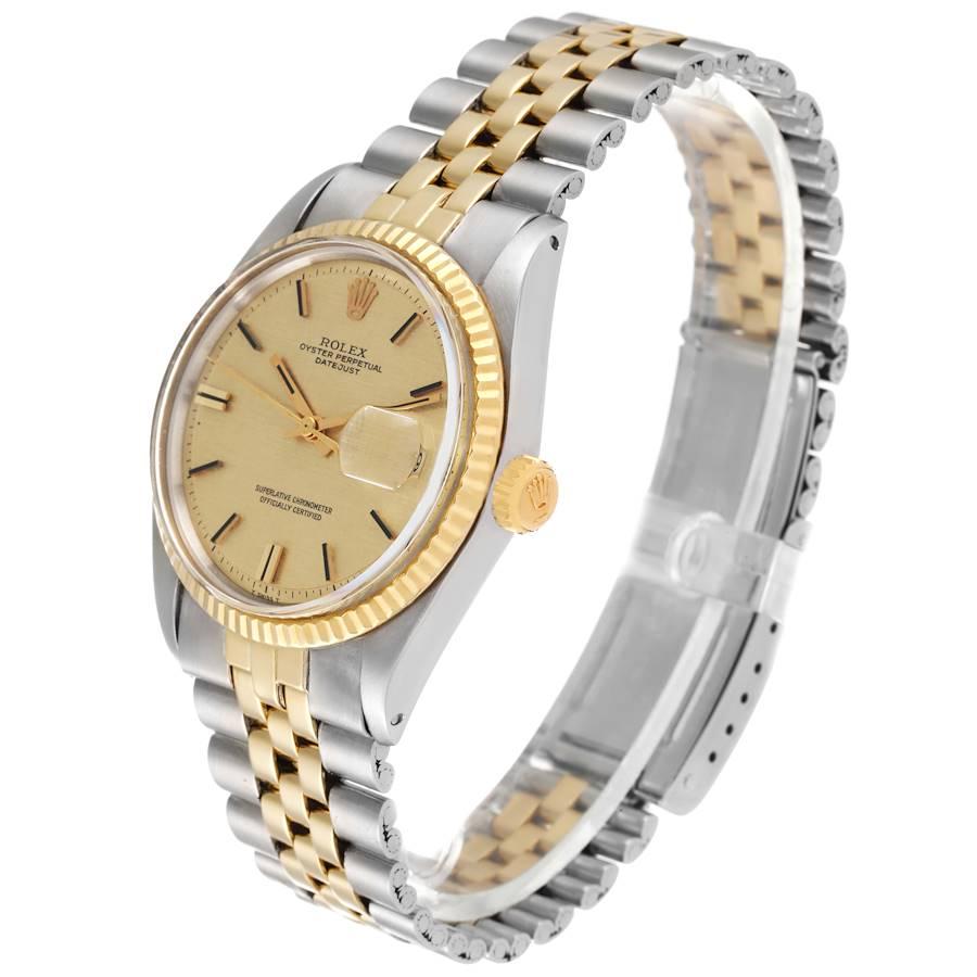 Rolex Datejust Steel Yellow Gold Linen Dial Vintage Mens Watch 1601 at ...