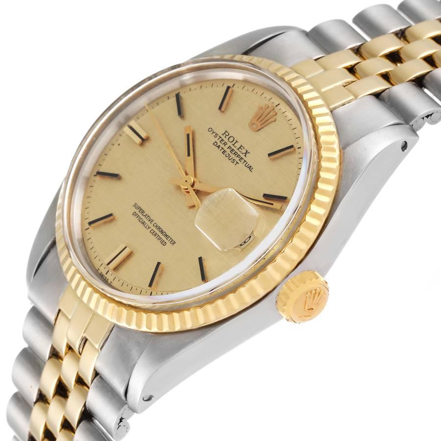 Rolex Datejust Steel Yellow Gold Linen Dial Vintage Mens Watch 1601 at ...