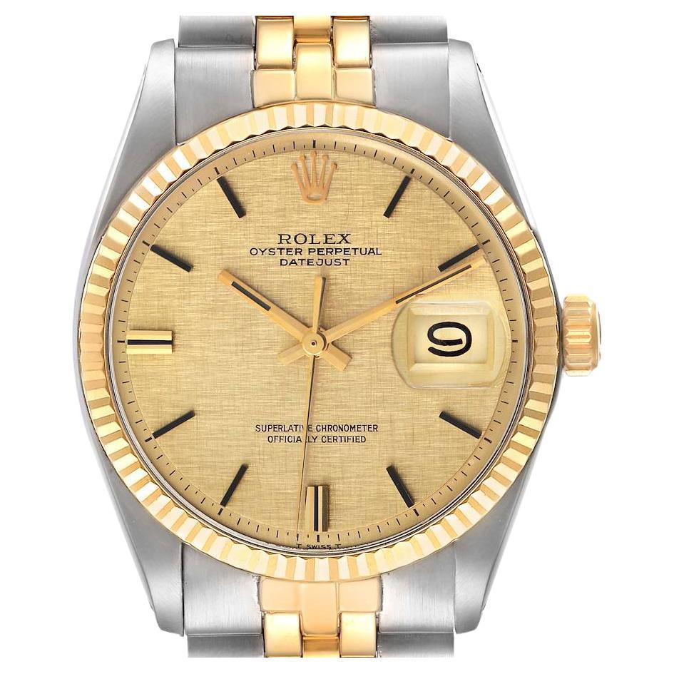 Rolex Datejust Steel Yellow Gold Linen Dial Vintage Mens Watch 1601 at ...