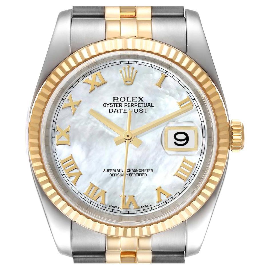 Rolex Datejust Steel Yellow Gold MOP Dial Mens Watch 116233 Box Papers ...