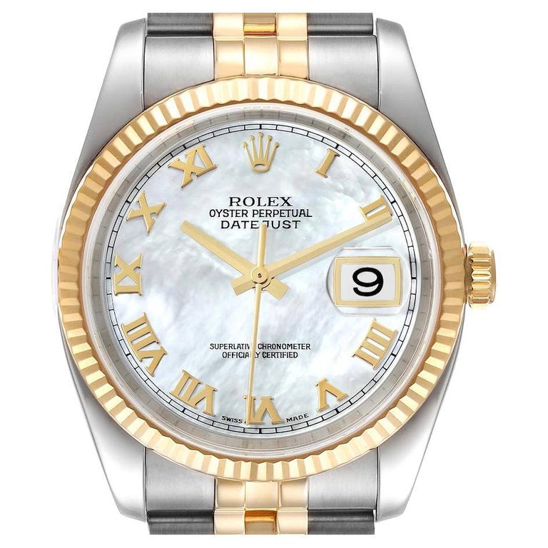 Rolex Datejust Steel Yellow Gold MOP Dial Mens Watch 116233 Box Papers ...