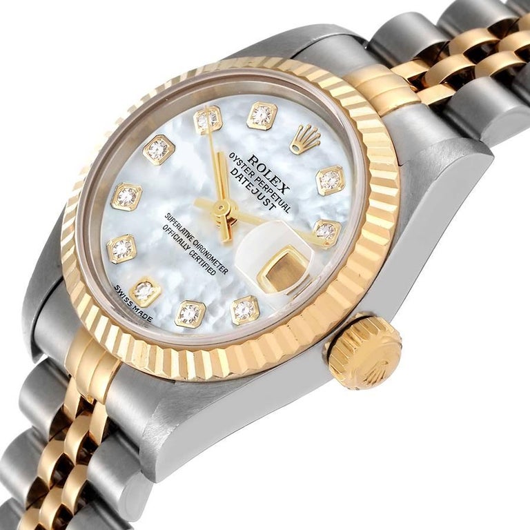 Rolex Datejust Steel Yellow Gold MOP Diamond Dial Ladies Watch 79173 ...