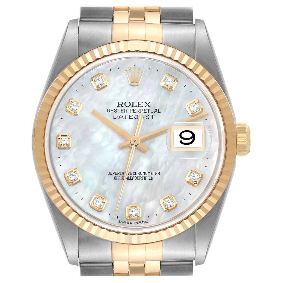 Rolex Datejust Steel Yellow Gold White Dial Mens Watch 16233 Box Papers ...