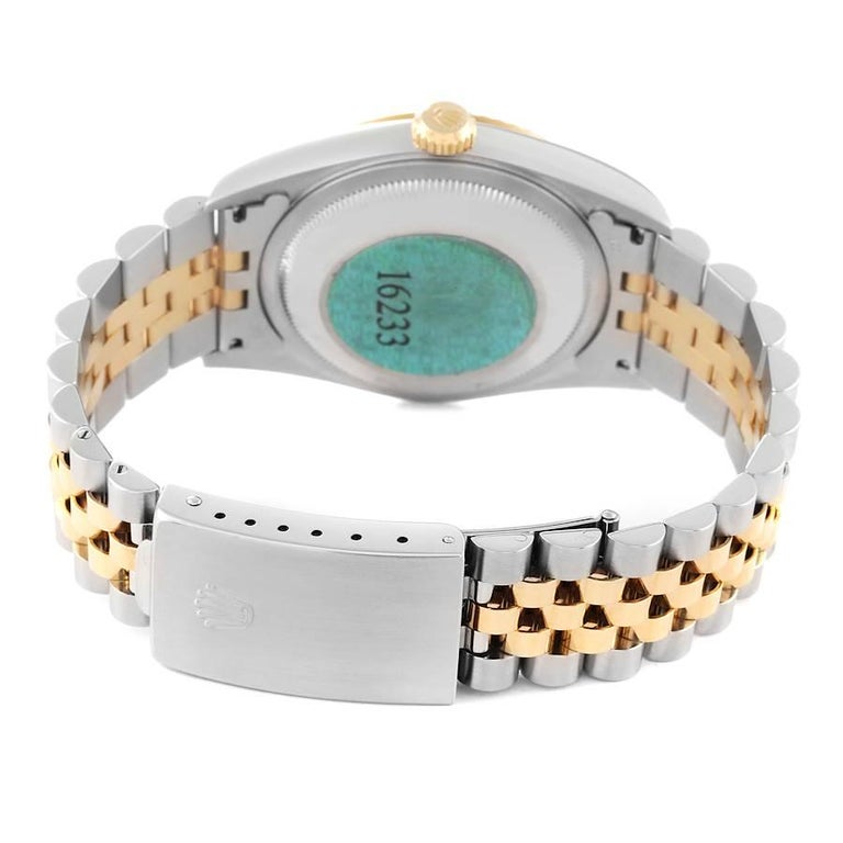 Rolex Datejust Steel Yellow Gold MOP Diamond Dial Mens Watch 16233 For ...