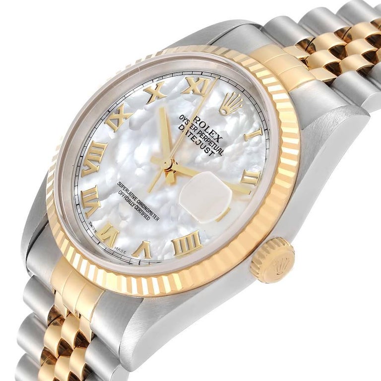 Rolex Datejust Steel Yellow Gold MOP Roman Dial Watch 16233 For Sale at ...