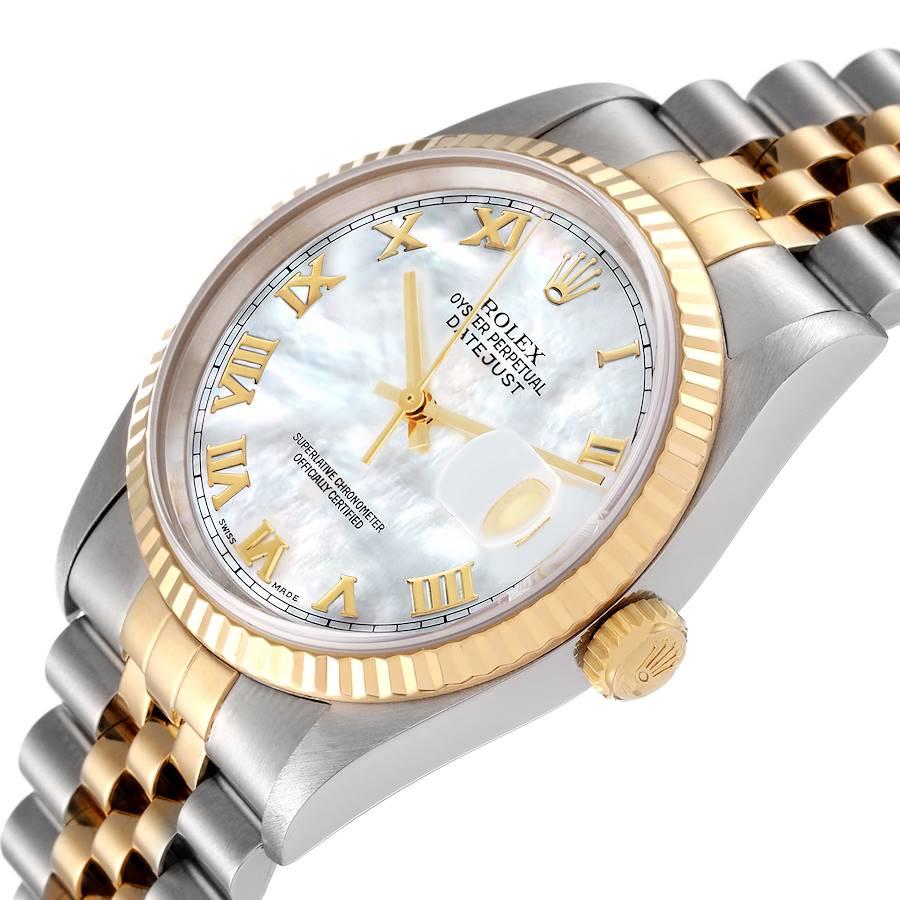 Rolex Datejust Steel Yellow Gold MOP Roman Dial Watch 16233 For Sale at ...
