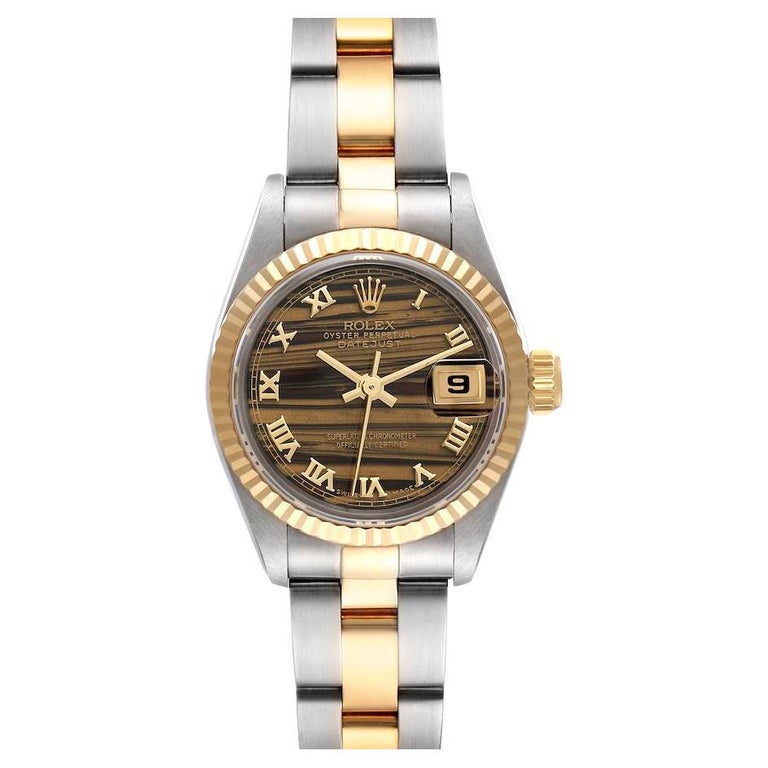 Rolex Datejust Steel Yellow Gold Obsidian Stone Dial Watch 79173 Box ...