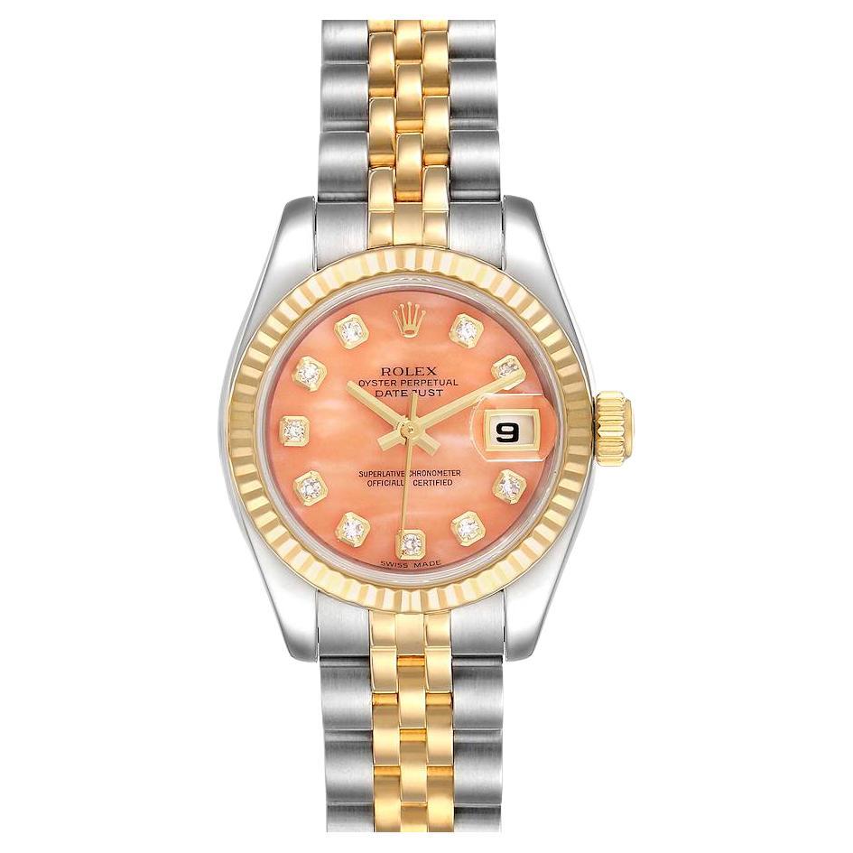Rolex Datejust Steel Yellow Gold Red Vignette Diamond Ladies Watch ...