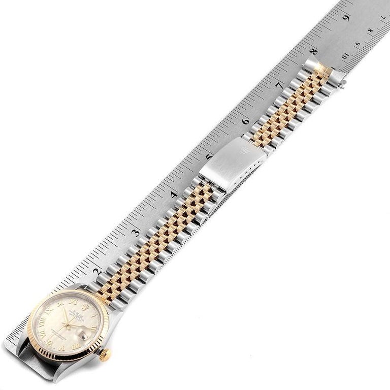 Rolex Datejust Steel Yellow Gold Pyramid Roman Dial Men's Watch 16233 ...