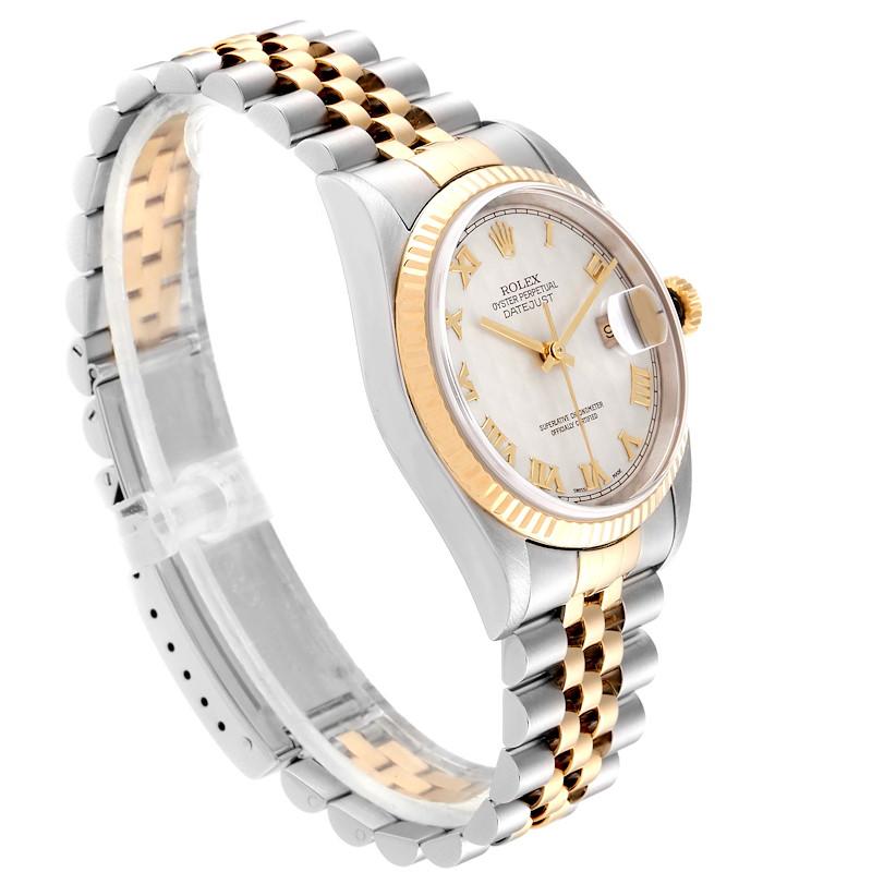 Rolex Datejust Steel Yellow Gold Pyramid Roman Dial Men's Watch 16233 ...