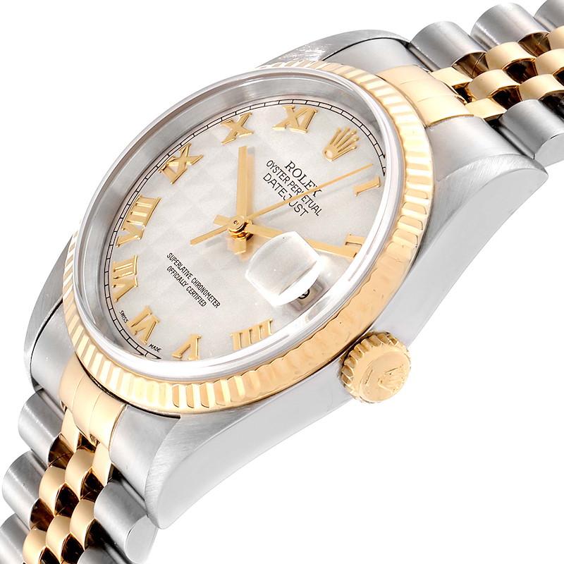 Rolex Datejust Steel Yellow Gold Pyramid Roman Dial Men's Watch 16233 ...