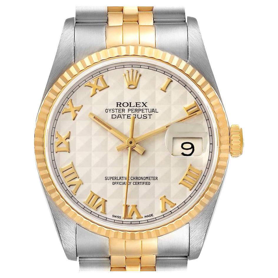 Rolex Datejust Gold Rare Diamond Lapis Lazuli Pyramid Dial 69138 Watch ...