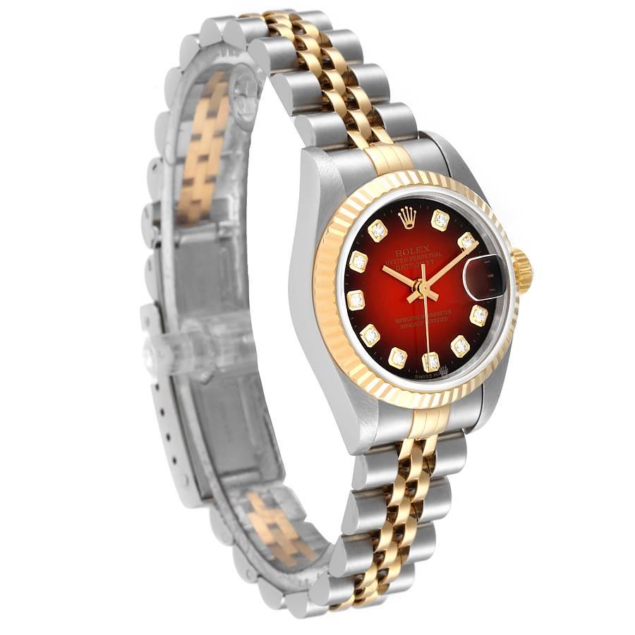 Rolex Datejust Steel Yellow Gold Red Vignette Diamond Watch 79173 For ...