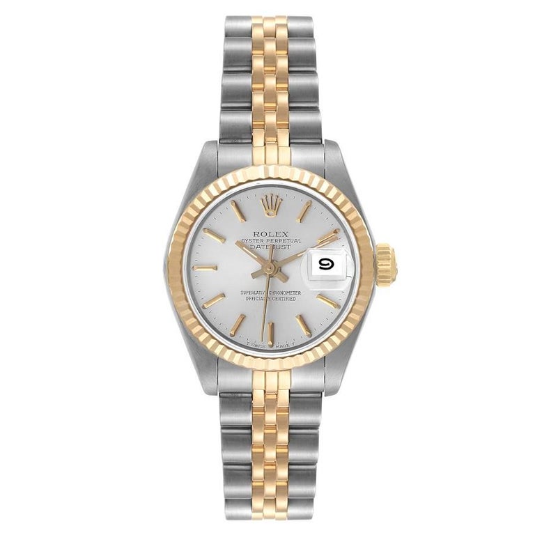 Rolex Datejust Steel Yellow Gold Silver Dial Ladies Watch 69173 For Sale at 1stDibs