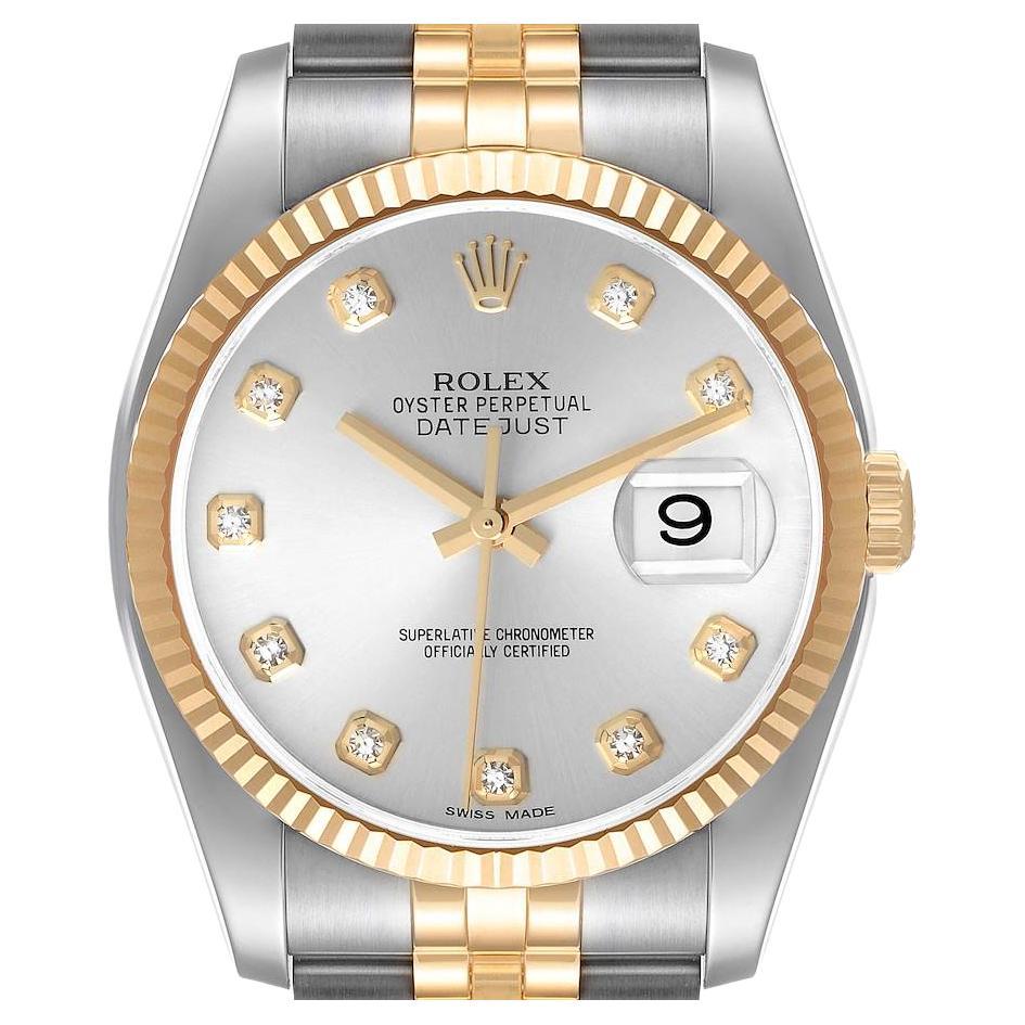 Rolex Datejust 36 Steel Yellow Gold Diamond Men's Watch 116233 Box For ...