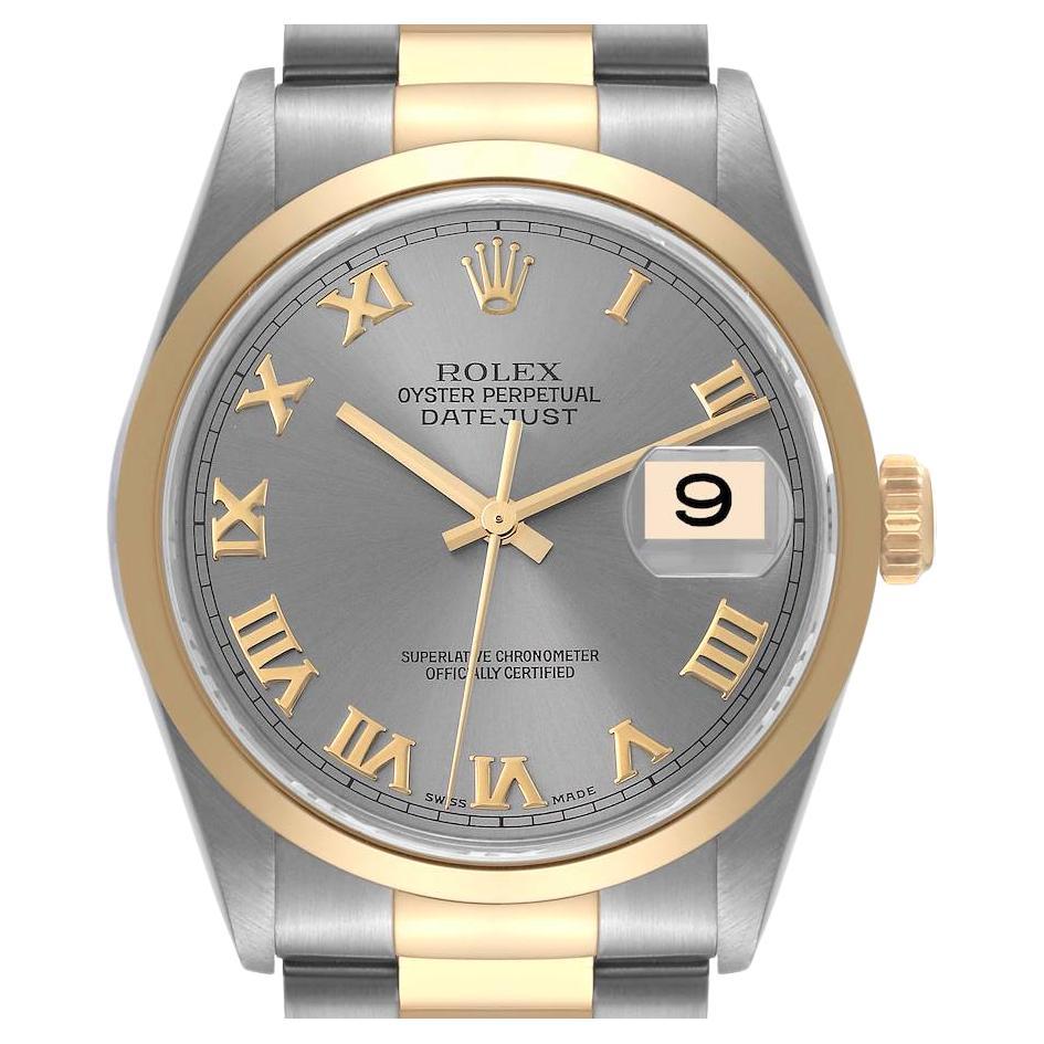 Rolex Datejust Steel Yellow Gold Slate Dial Mens Watch 16203 For Sale ...