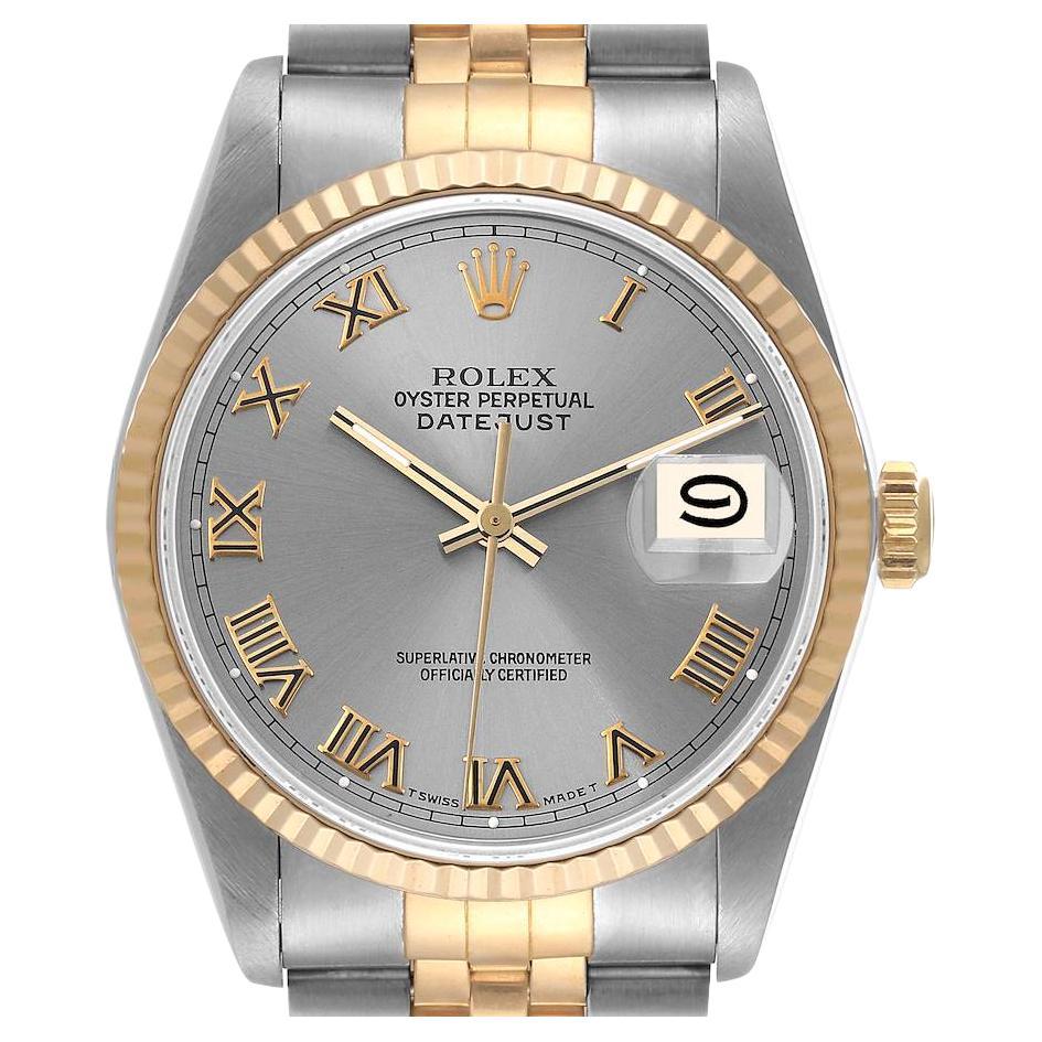 Rolex Datejust 36 Steel Yellow Gold Slate Dial Men's Watch 16203 For ...