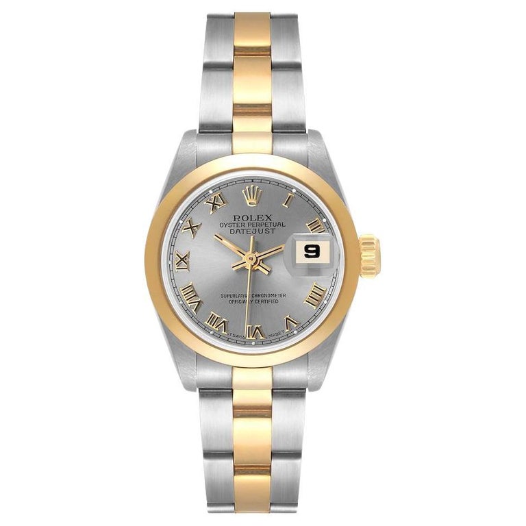 Rolex Datejust Steel Yellow Gold Slate Roman Dial Ladies Watch 69163 ...