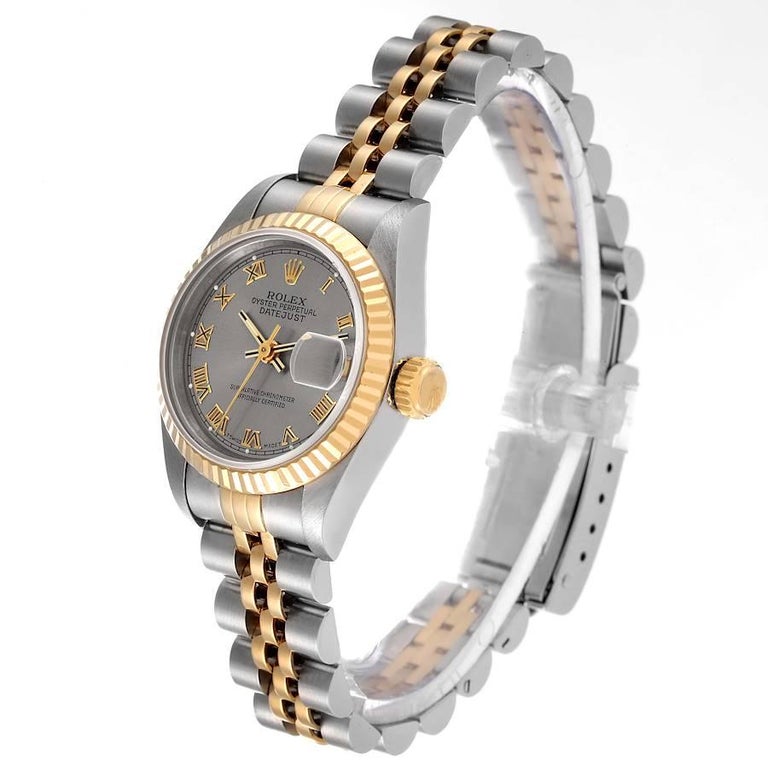 Rolex Datejust Steel Yellow Gold Slate Roman Dial Ladies Watch 69173 ...