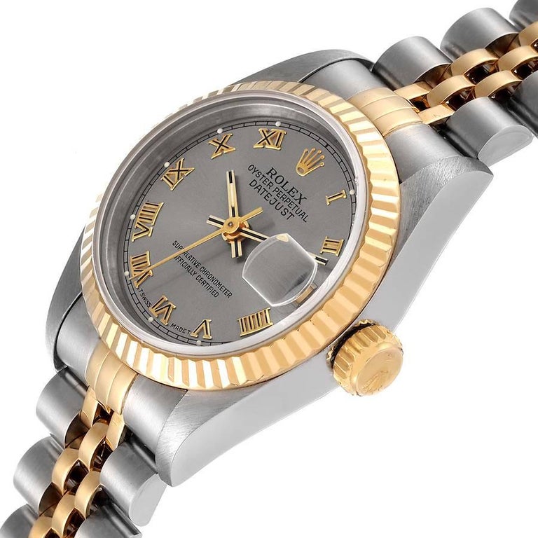 Rolex Datejust Steel Yellow Gold Slate Roman Dial Ladies Watch 69173 ...