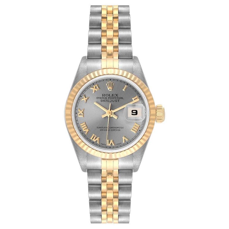 Rolex Datejust Steel Yellow Gold Slate Roman Dial Ladies Watch 69173 ...