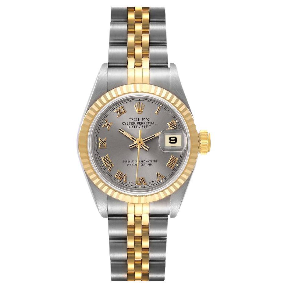 Rolex Datejust Steel Yellow Gold Slate Roman Dial Ladies Watch 69173 ...