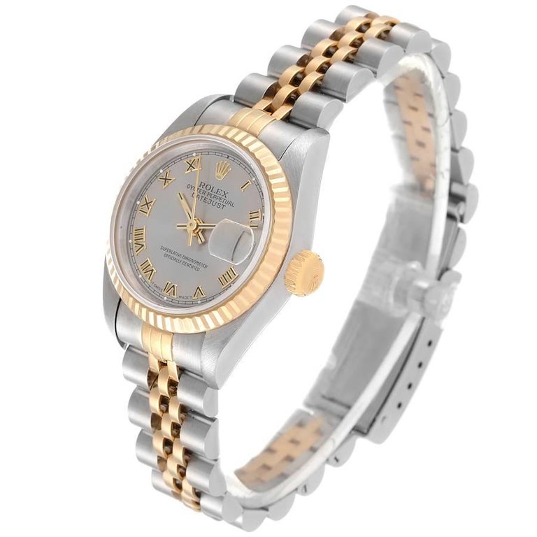 Rolex Datejust Steel Yellow Gold Slate Roman Dial Ladies Watch 69173 ...