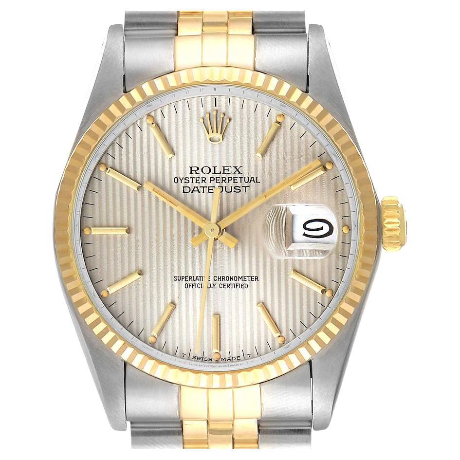 Rolex Datejust Turnograph Steel Yellow Gold Tapestry Dial Watch 16263 ...