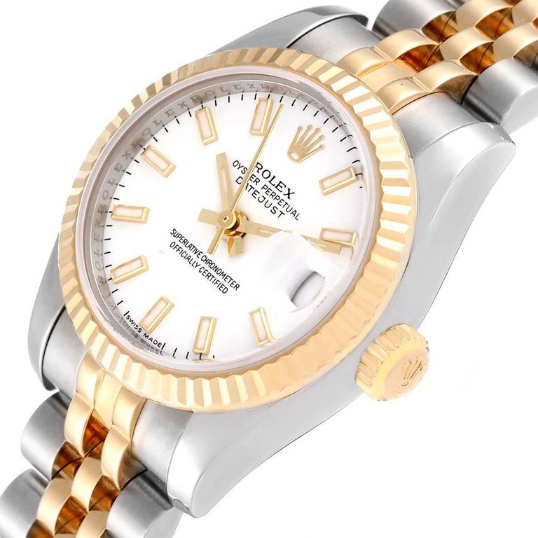 Rolex Datejust Steel Yellow Gold White Dial Ladies Watch 179173 Box ...