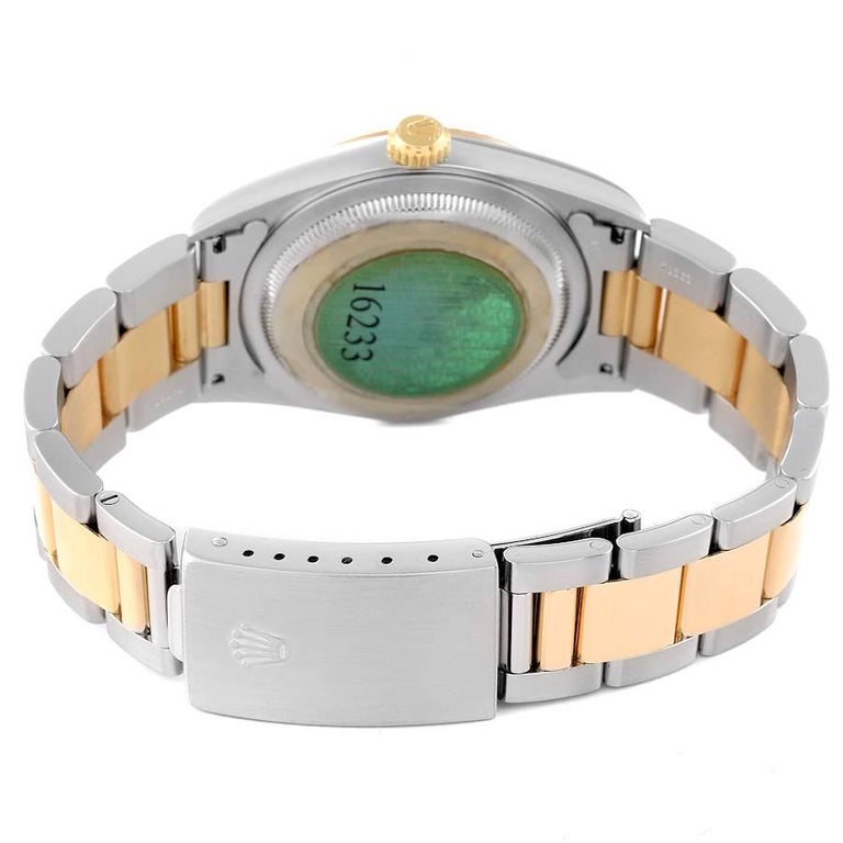 Rolex Datejust Steel Yellow Gold White Dial Mens Watch 16233 Box Papers ...
