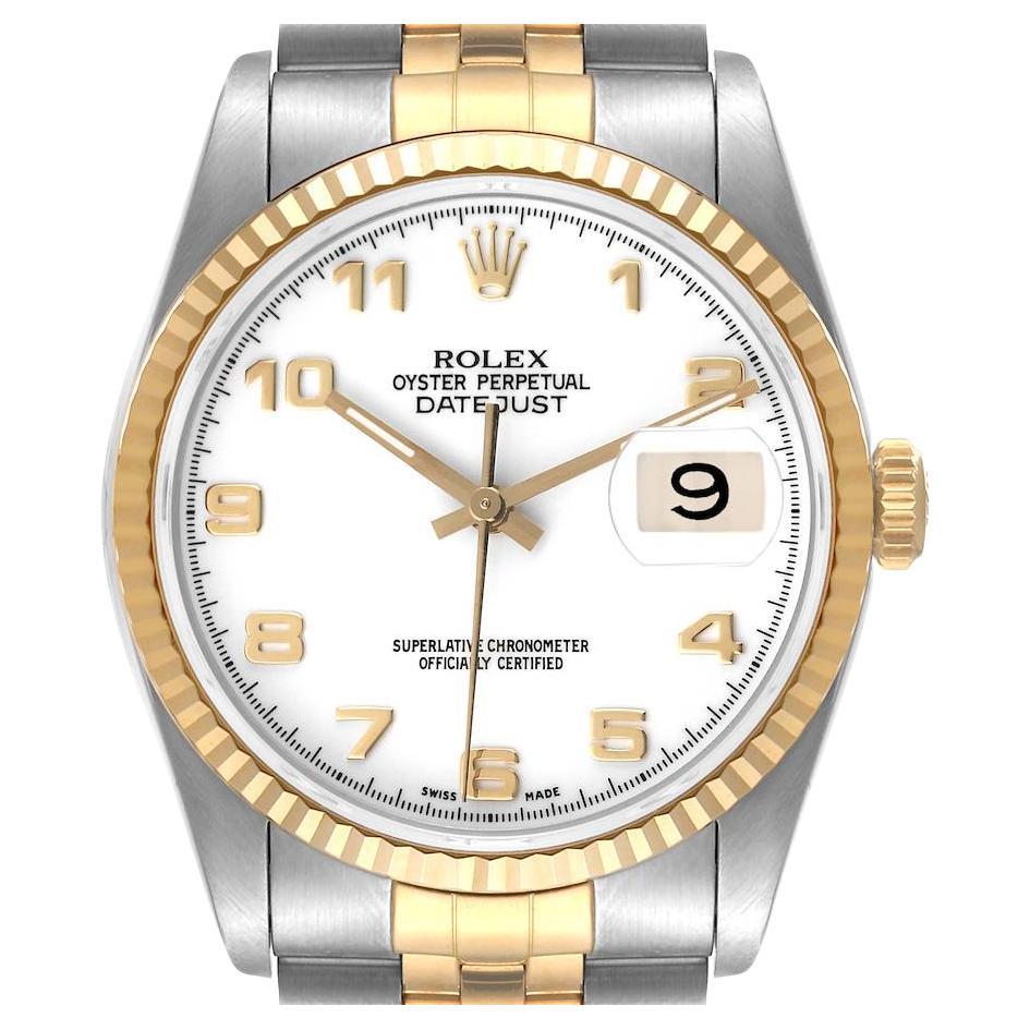 Rolex Datejust Steel Yellow Gold White Dial Mens Watch 16233 For Sale ...