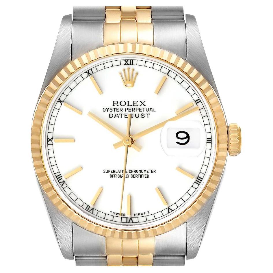 Rolex Gold Steel Datejust Black Dial Wristwatch ref 16233 at 1stDibs