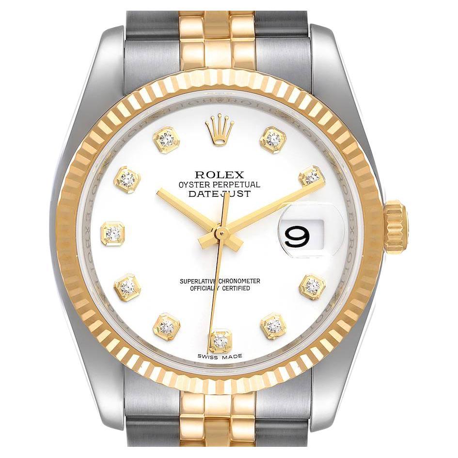 Rolex Datejust 36 Steel Yellow Gold Diamond Men's Watch 116233 Box For ...