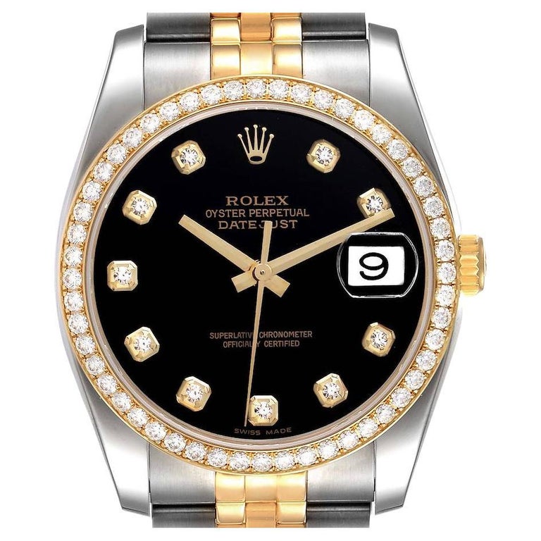 Rolex Datejust Steel Yellow Gold White Diamond Dial Mens Watch 116243 ...