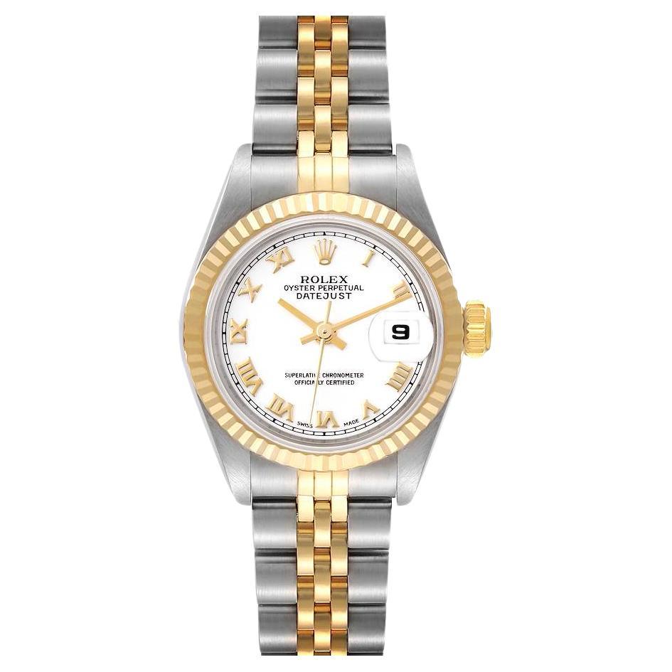 Rolex Datejust Steel Yellow Gold White Dial Ladies Watch 69173 at 1stDibs