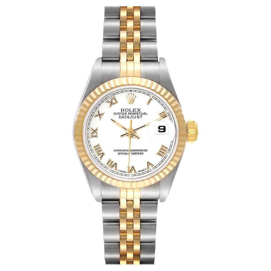 Rolex Datejust Steel Yellow Gold White Roman Dial Ladies Watch 69173 at ...