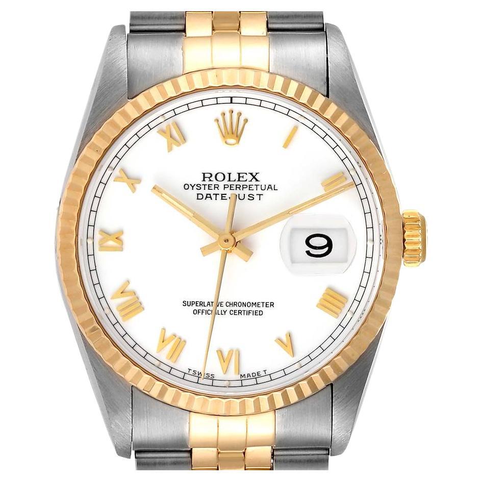 Rolex Datejust 16233 White Dial Mens Watch Box and Papers at 1stDibs