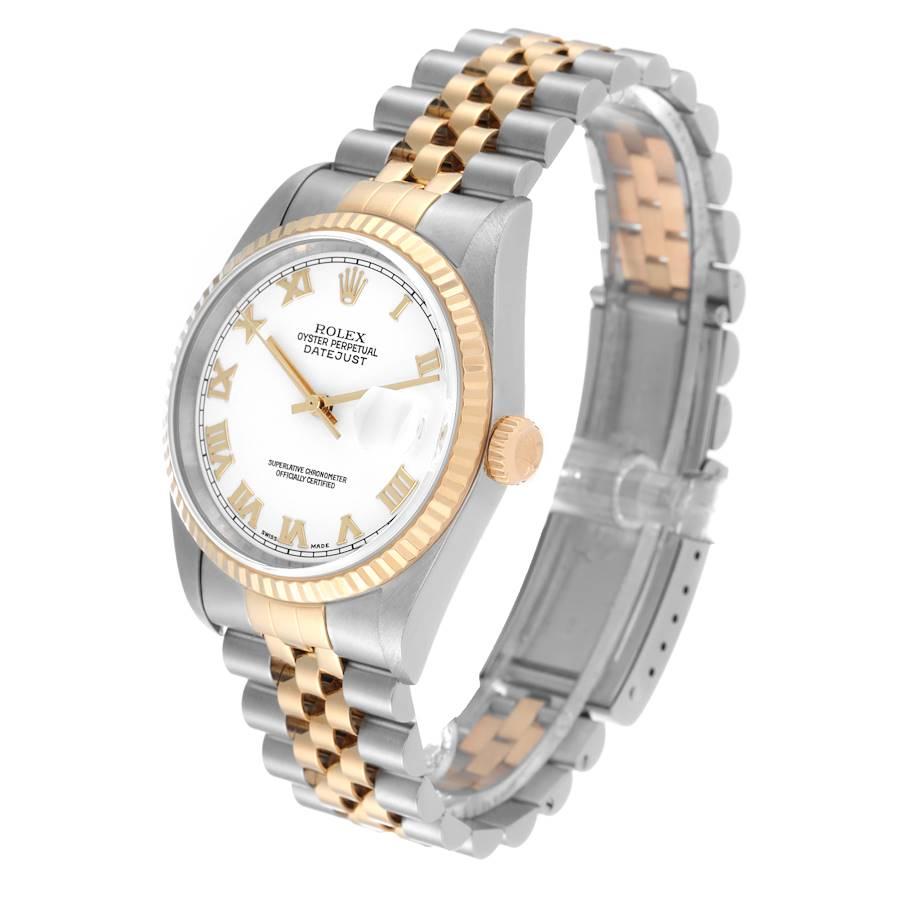 Rolex Datejust Steel Yellow Gold White Roman Dial Mens Watch 16233 For ...