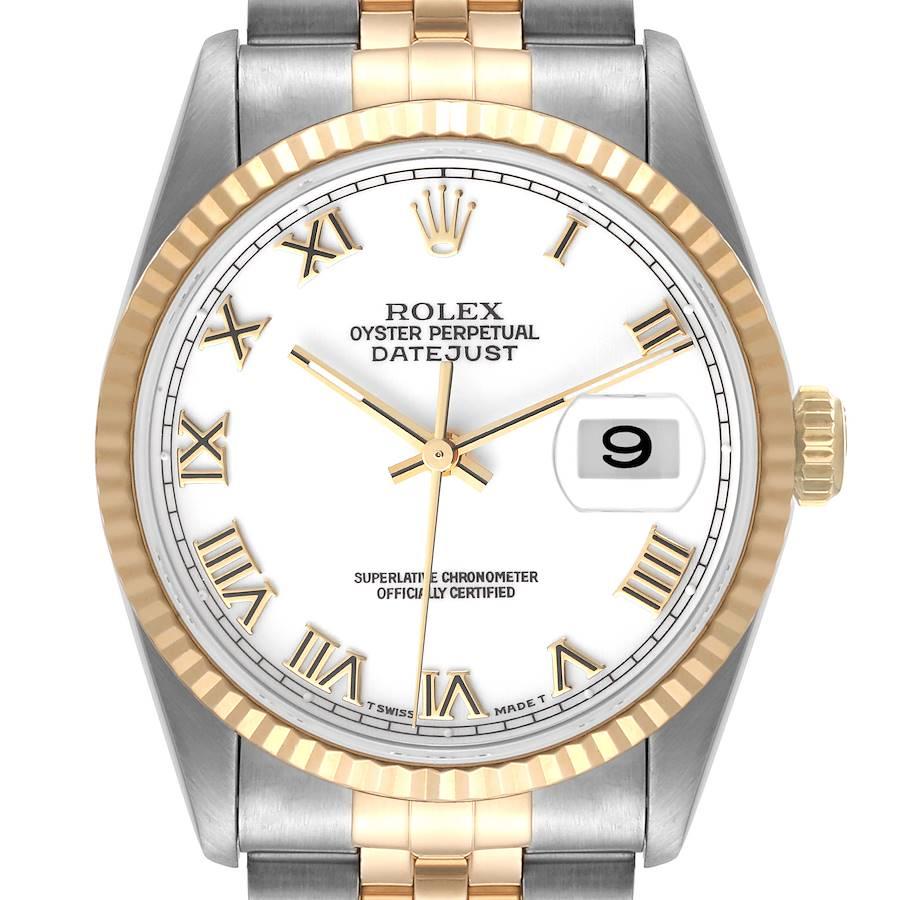 Rolex Datejust Steel Yellow Gold White Roman Dial Mens Watch 116233 Box ...