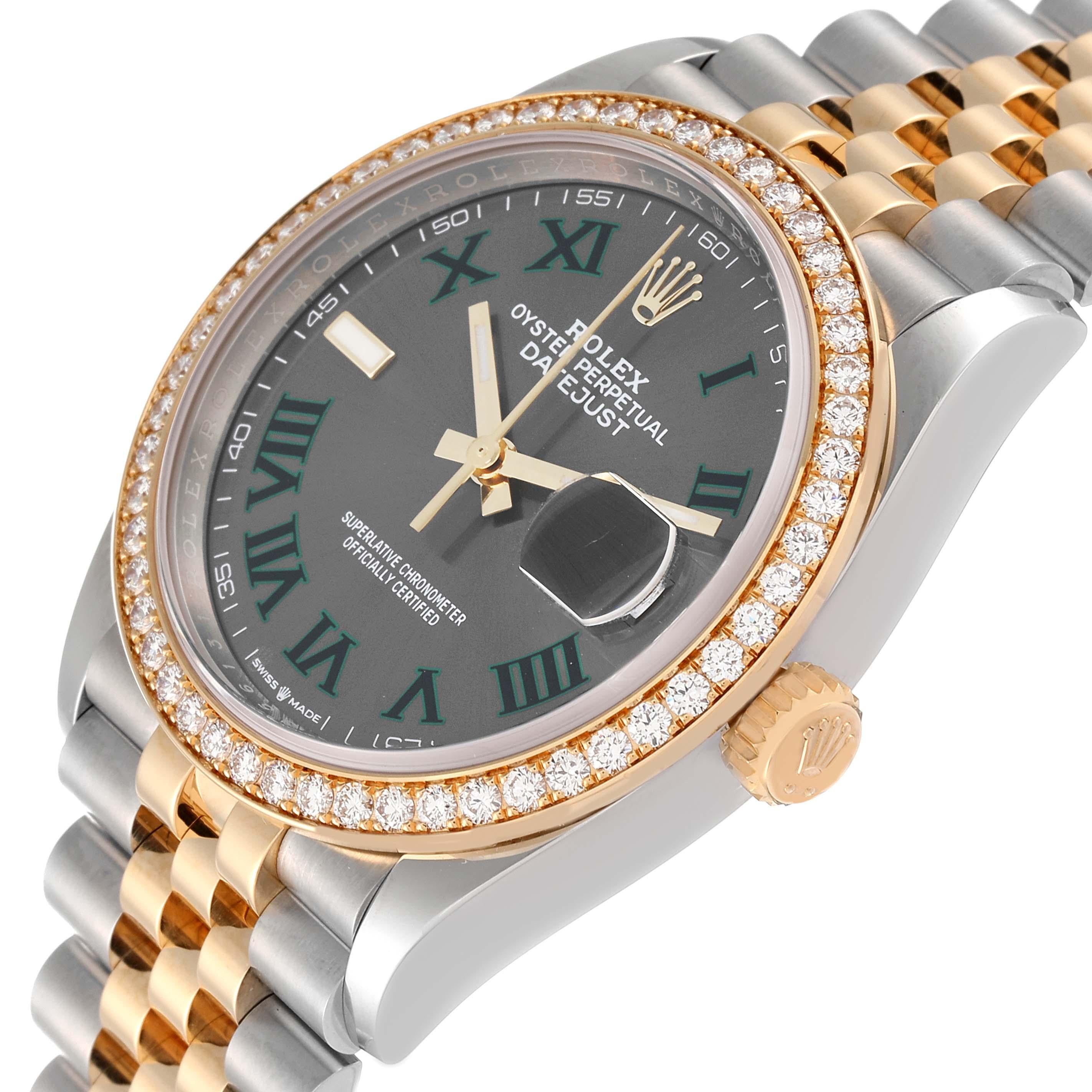 Rolex Datejust Steel Yellow Gold Wimbledon Dial Diamond Mens Watch ...