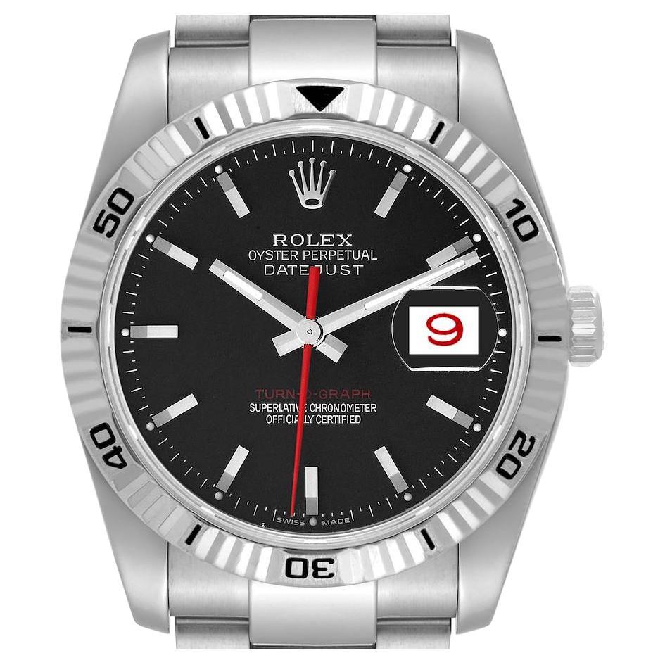Rolex Datejust Turnograph Black Dial Red Hand Steel Men's Watch 116264 ...