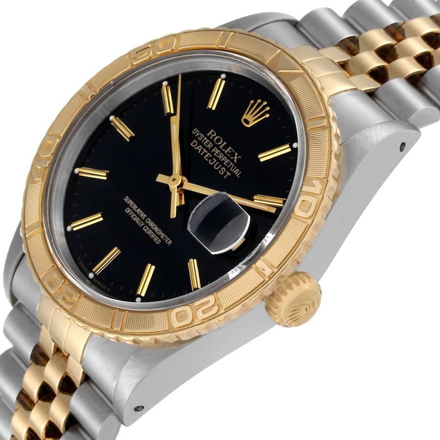 Rolex Datejust Turnograph Black Dial Yellow Gold Steel Mens Watch 16263 ...