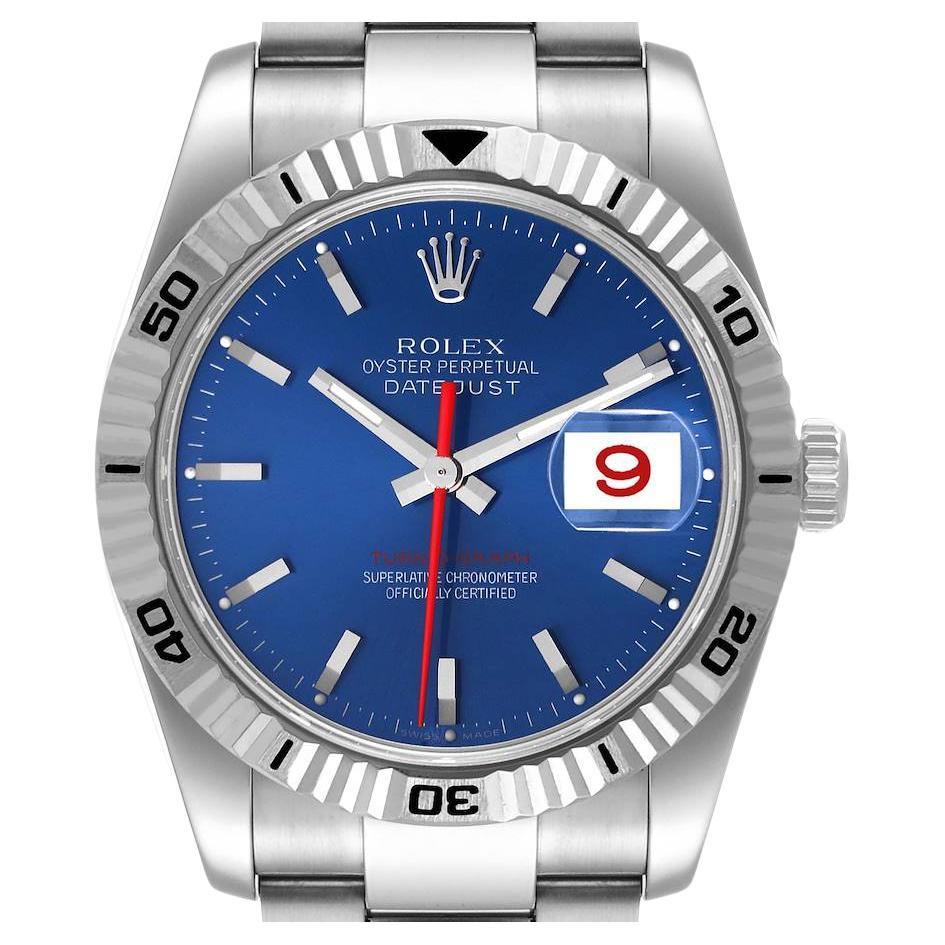Rolex Datejust Turnograph Blue Dial Steel Mens Watch 116264 Box Card at ...