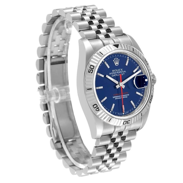 Rolex Datejust Turnograph Blue Dial Steel Mens Watch 116264 Box Papers ...