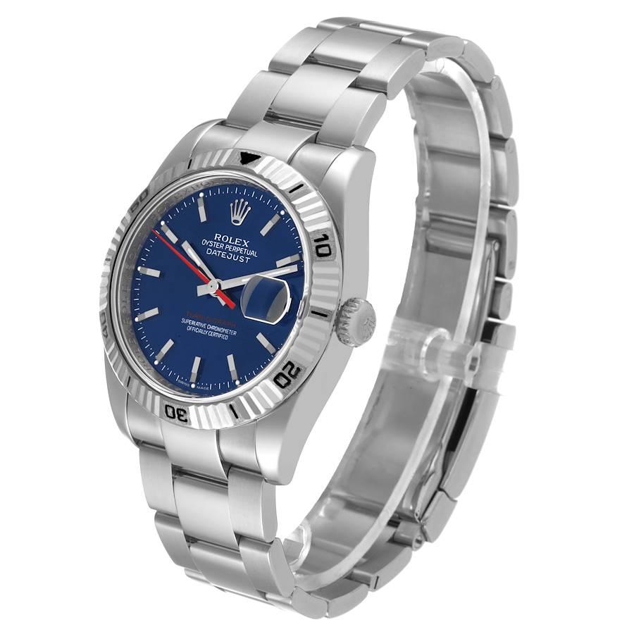 Rolex Datejust Turnograph Blue Dial Steel Mens Watch 116264 Box Papers ...