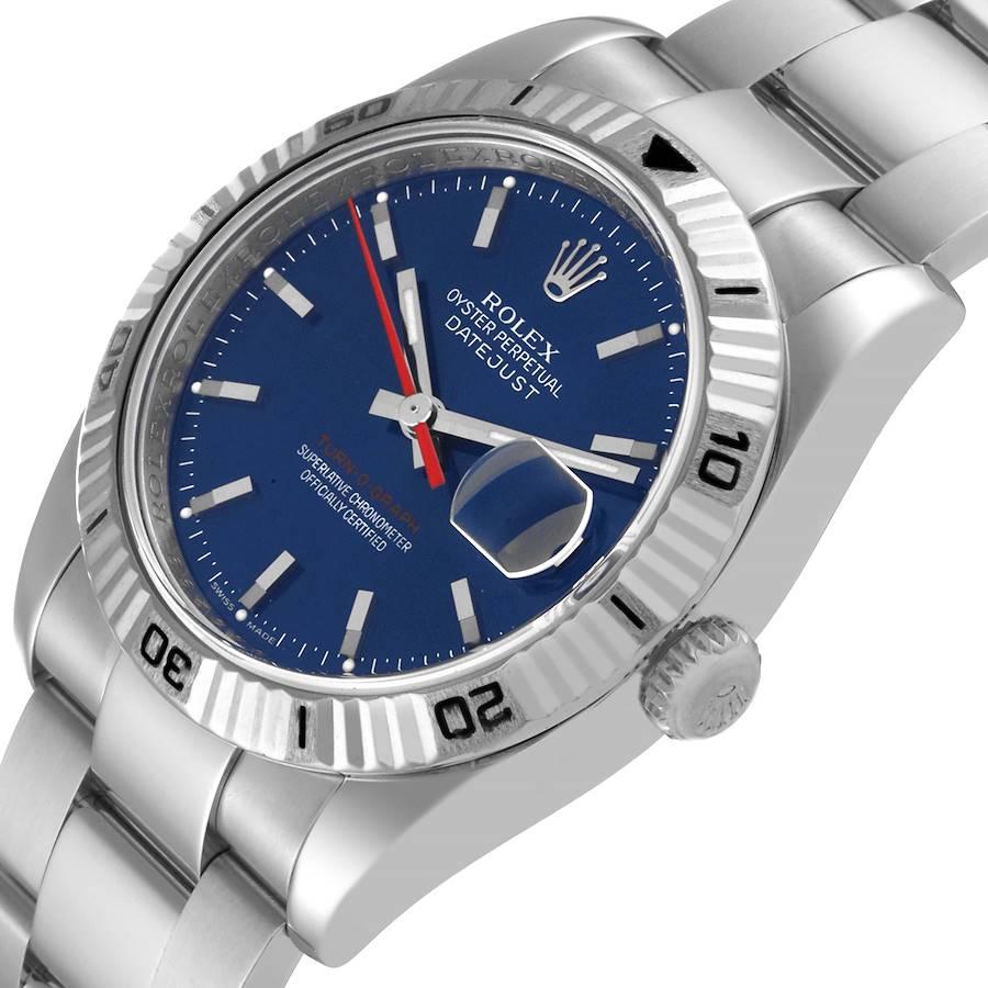 Rolex Datejust Turnograph Blue Dial Steel Mens Watch 116264 Box Papers ...