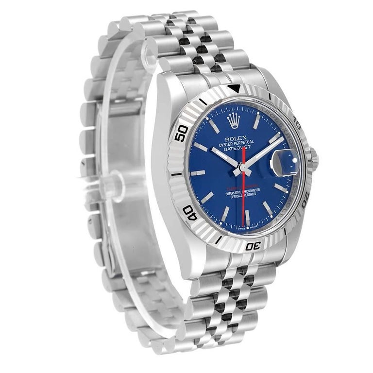 Rolex Datejust Turnograph Blue Dial Steel Mens Watch 116264 at 1stDibs